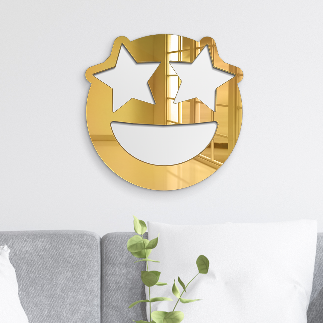STAR STRUCK EMOJI WALL MIRROR | COOL WALL ART | 4ARTWORKS