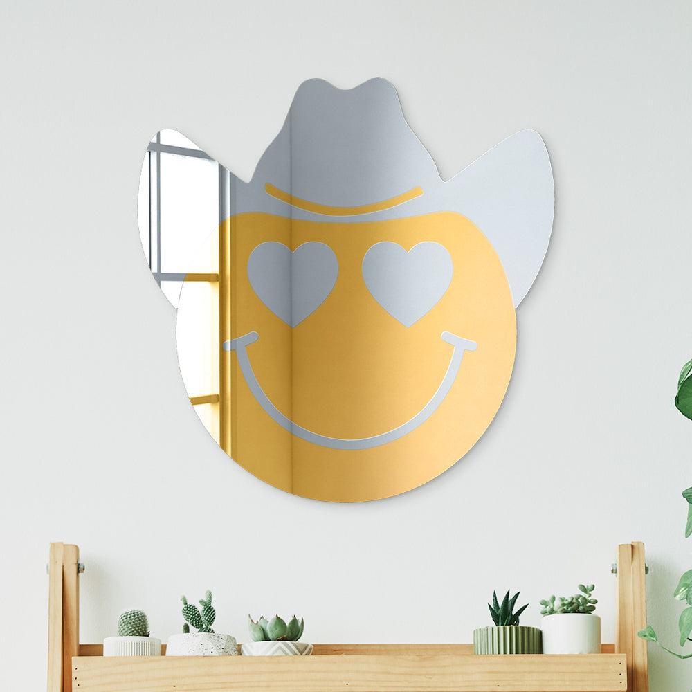 Smiley Face with Cowboy Hat and Sweet Heart Eyes Decorative Wall ...