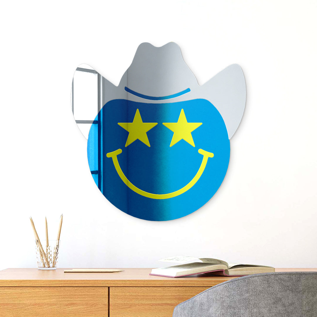 Starstruck Smiley Face with Cowboy Hat Decorative Wall Mirrors ...