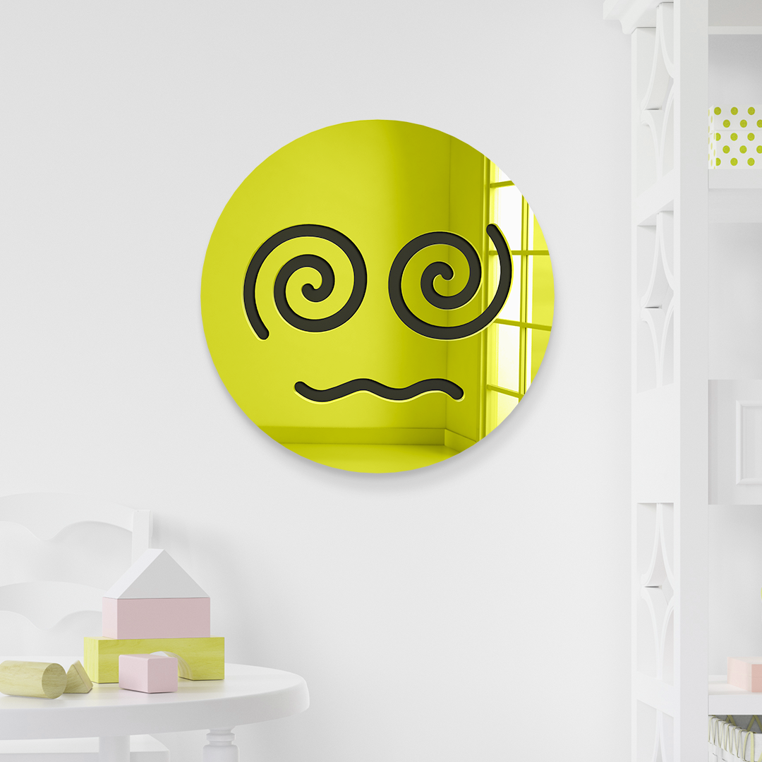 🌀 Dizzy Spiral Emoji Mirror – Mirror Acrylic Wall Art