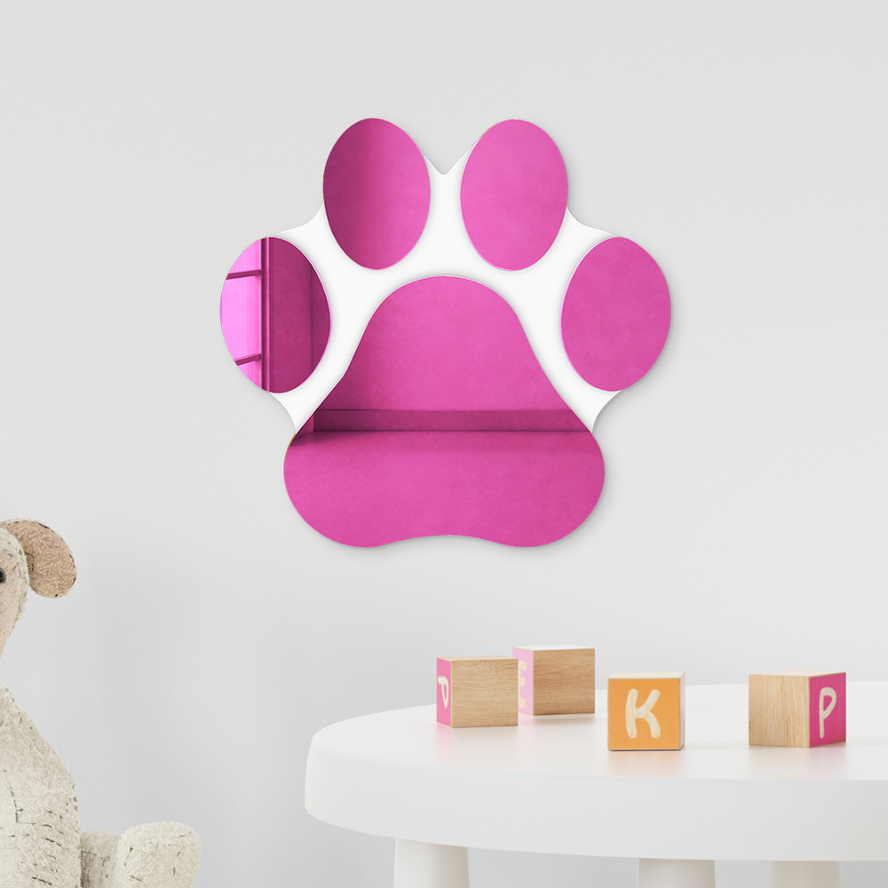 Paw Print Decorative Wall Mirror | Animal-Themed Decor for Kids | Cute ...