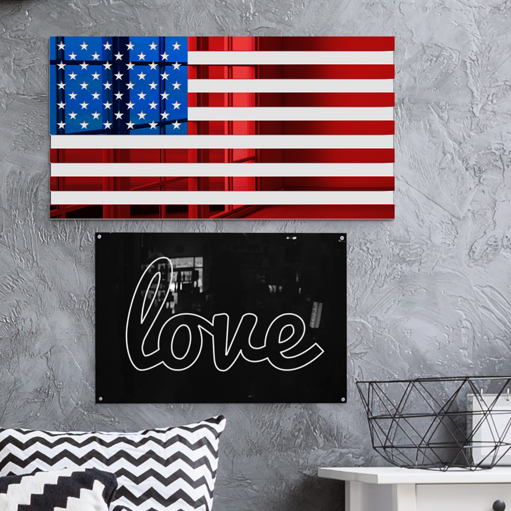 AMERICAN FLAG MIRRORED WALL DECOR | US FLAG WALL ART