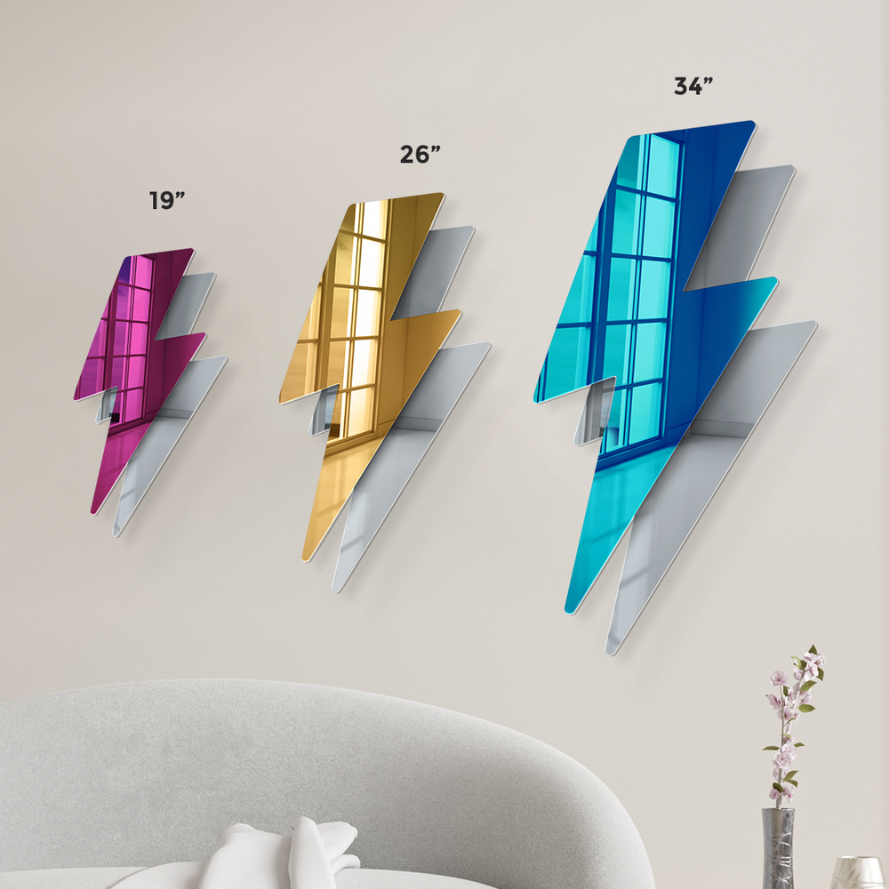 Lightning Bolt Mirror Wall Art | Thunderbolt Mirror | 4ArtWorks