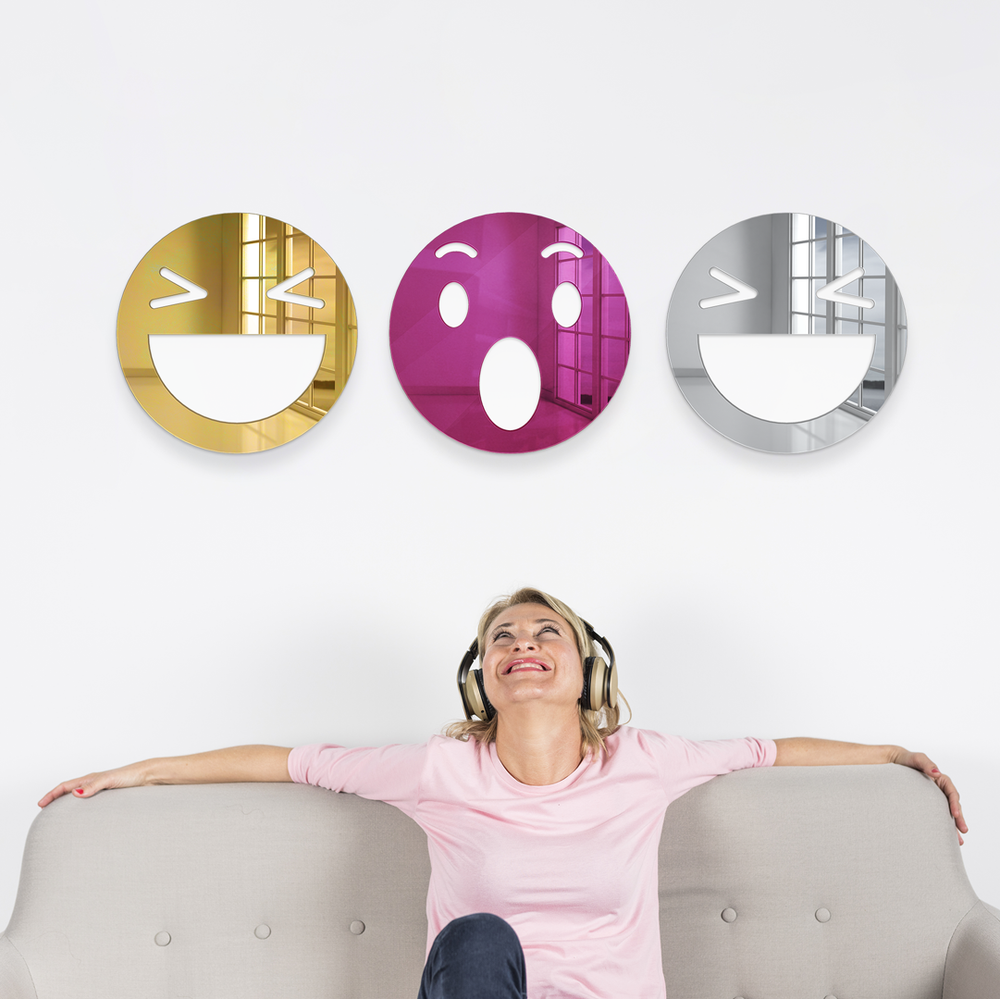 HAHA EMOJI WALL MIRROR | COOL WALL ART | FUN GIFT