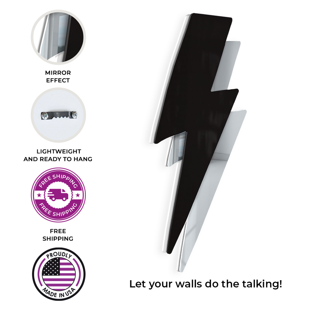 Lightning Bolt Mirror Wall Art | Thunderbolt Mirror | 4ArtWorks