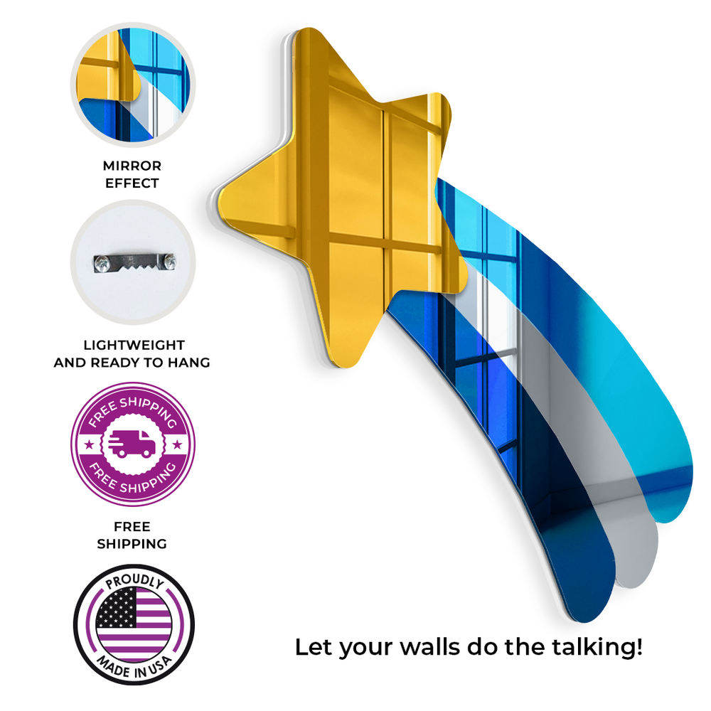 Shooting Star Mirror Cool Wall Art | Kids Wall Decor | 4ArtWorks